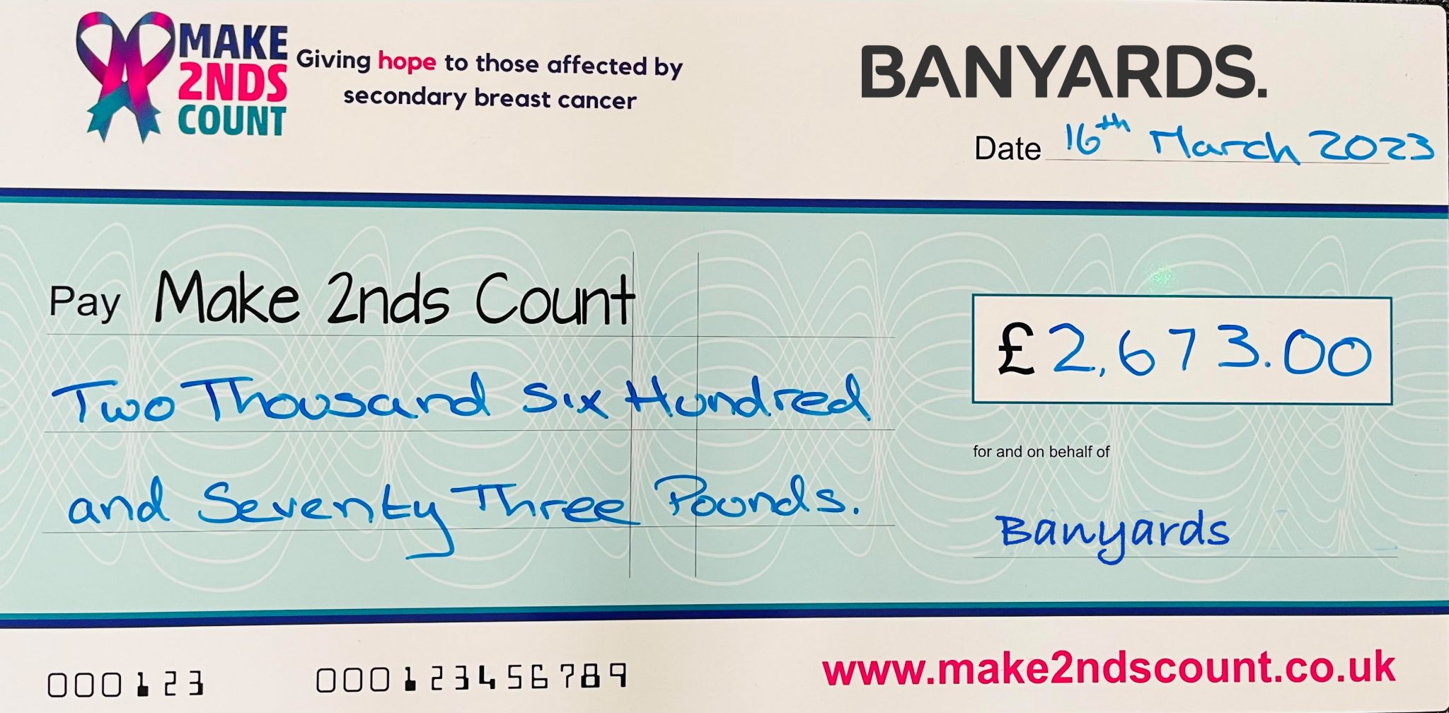 We did it for ‘Make 2nds Count’! | Banyards